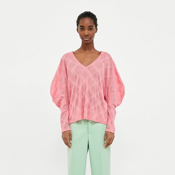 Zara | Tops | Zara Pink 6s Vibe Long Sleeve Textured Tshirt | Poshmark
